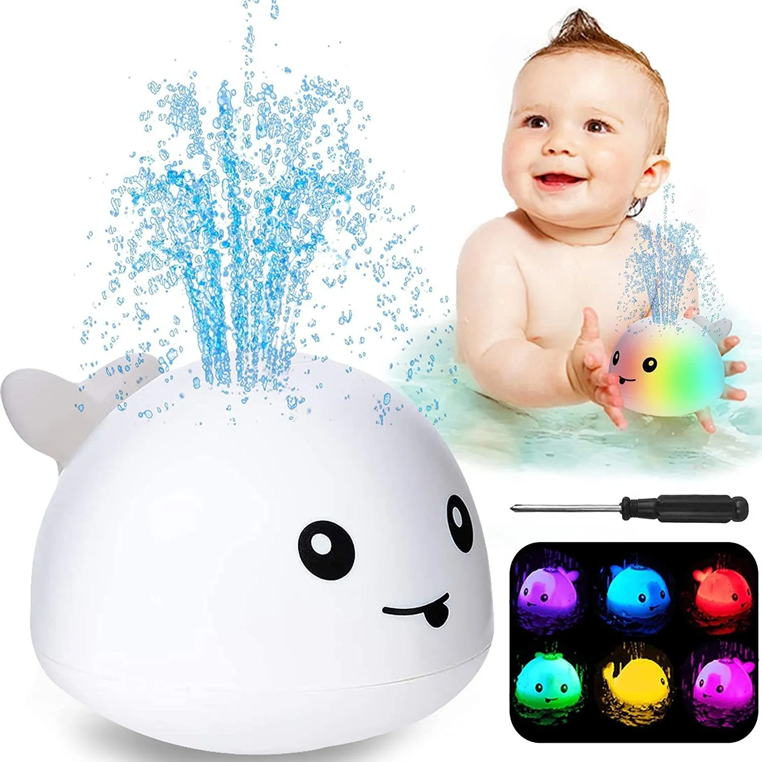 DHgate.com:LED Light Automatic Spray Water Bath Toy Whale Sprinkler ...