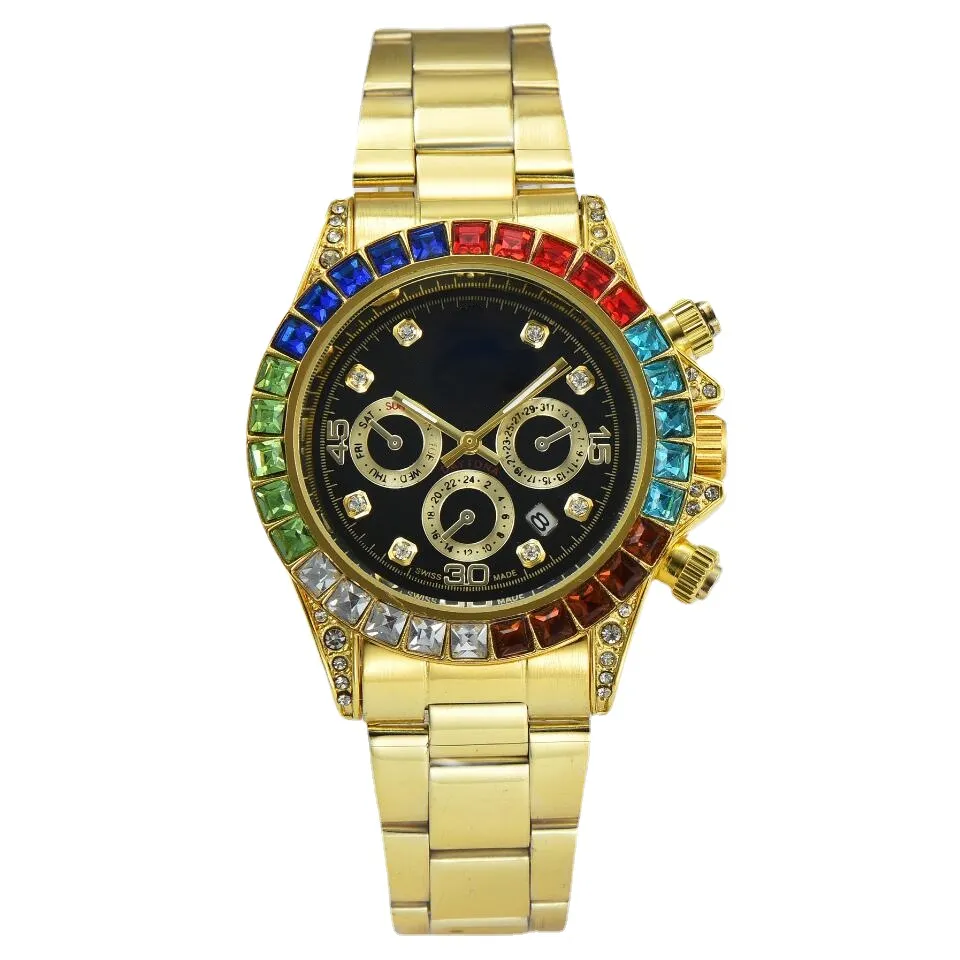 Luxury Quartz Men's Custom Wristwatch With Diamond Inlay Designer Brand ...