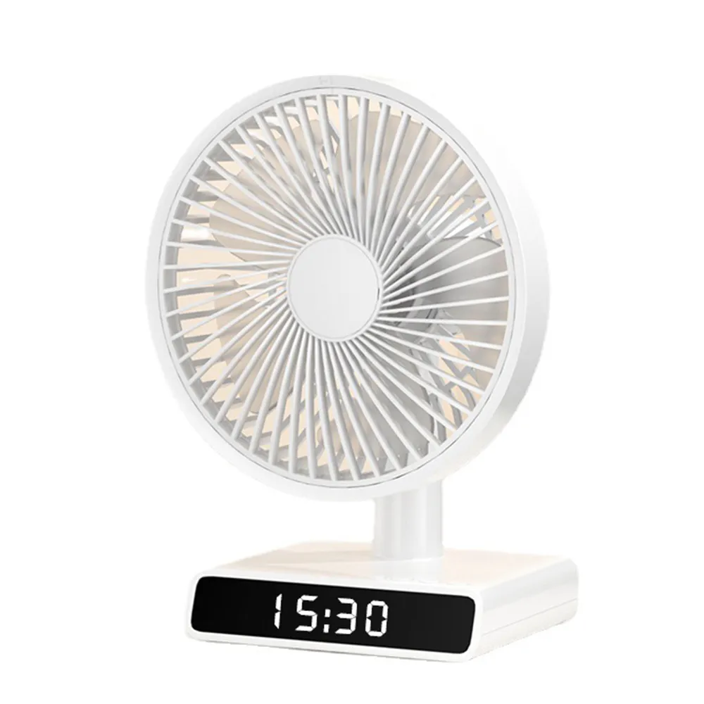 Portable Oscillating Table Fan with Clock, USB Rechargeable 4000mAh ...