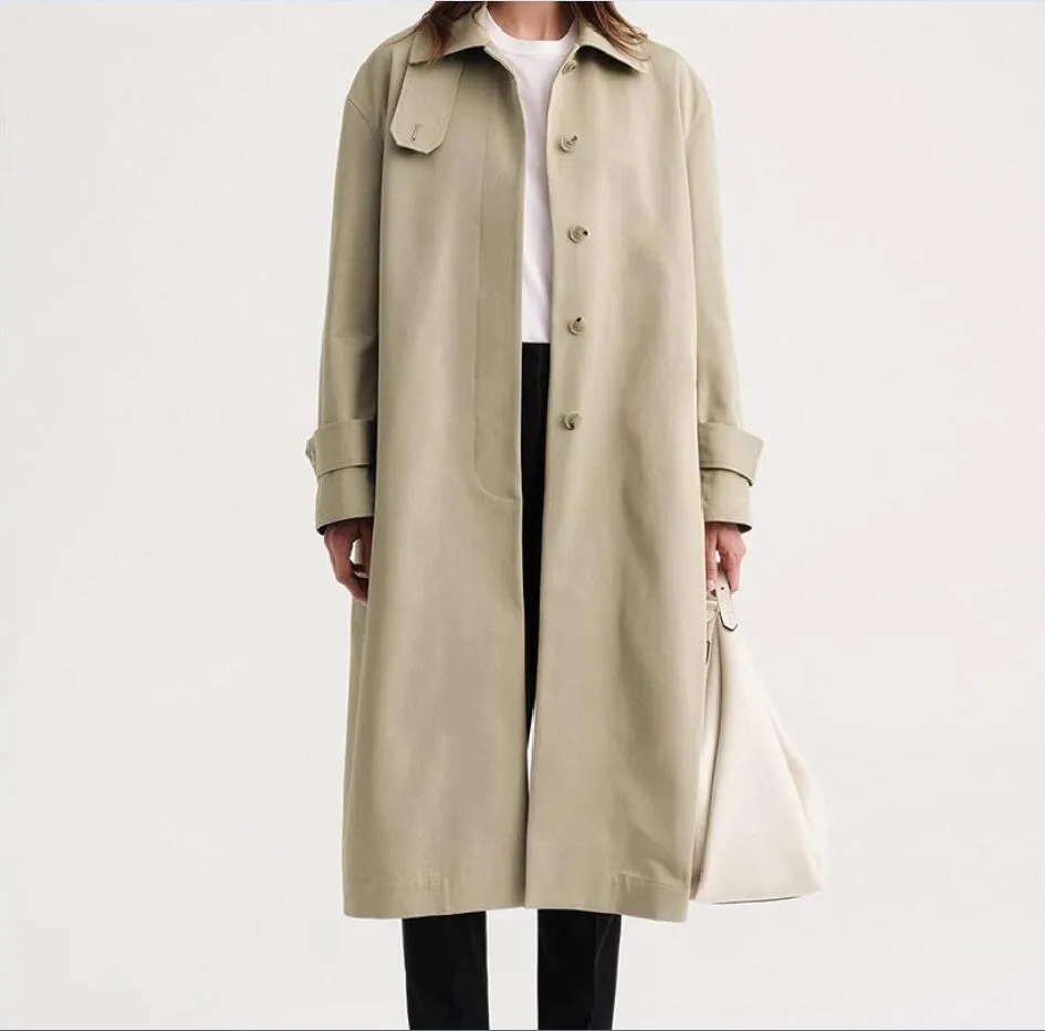 DHgate.com:Cotton Minimalist Detachable Collar Trench Coat:Apparel