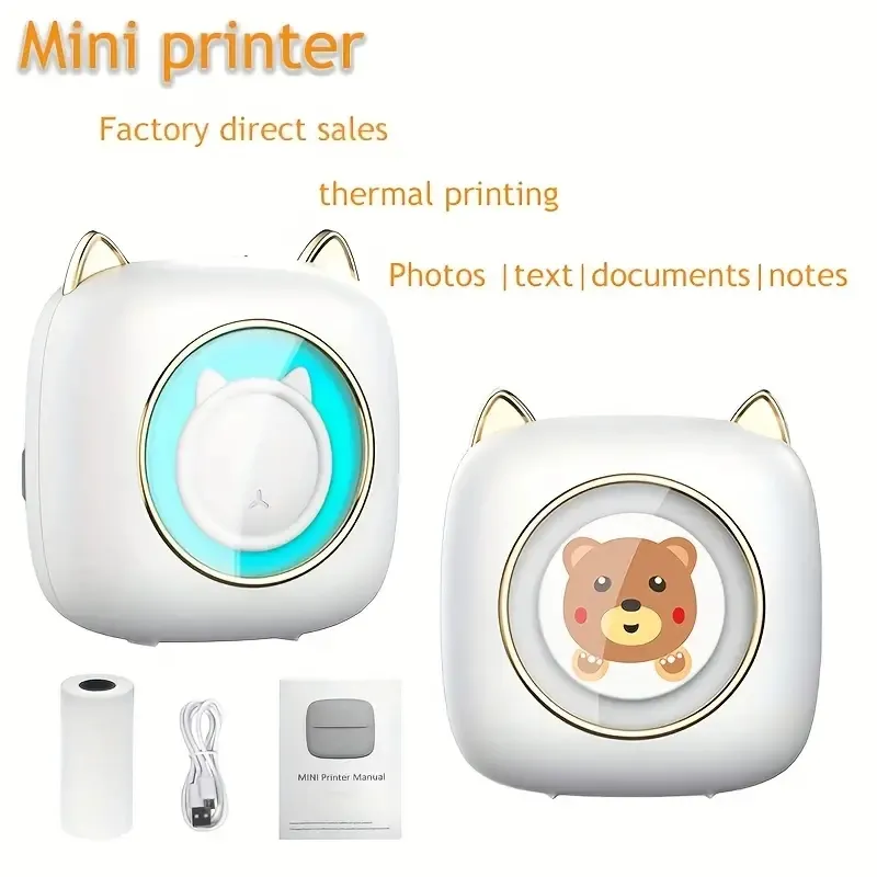Student Mini Thermal Printer with Label Material, Photo, and Notebook ...