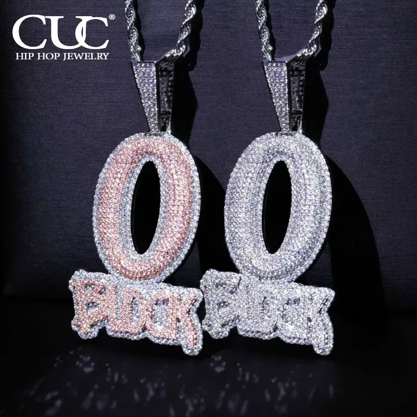 CUC Iced Out O Block Letter Pendant Real Gold Plated Cubic Zirconia ...