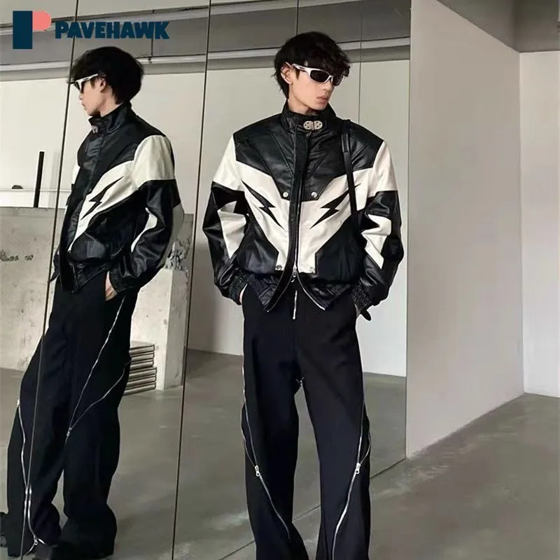 DHgate.com:Leather Faux Motorcycle Jacket, Vintage American Patchwork ...