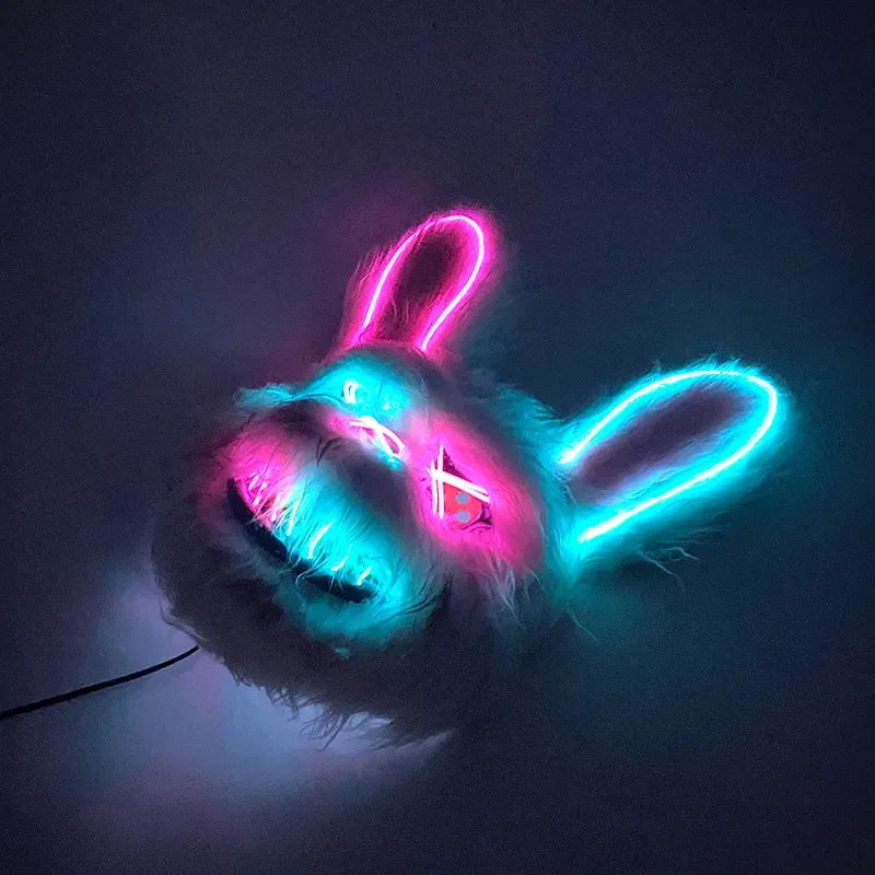 LED Rabbit Cosplay Mask With Scary Neon Glowing Design Perfect For ...