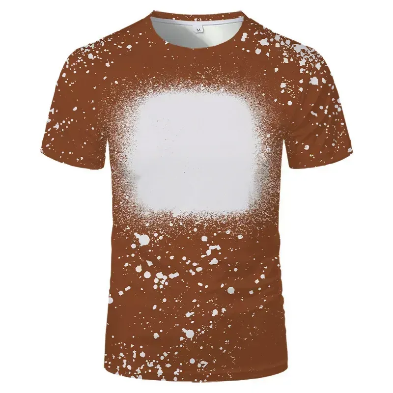 NEU Sublimation Blanko T Shirt Vorne Gebleichtes Polyester Kurzarm Tye ...
