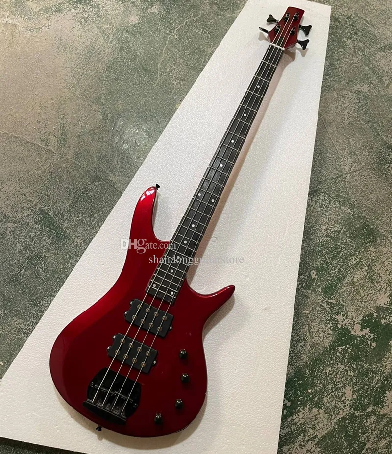 Red Metallic 4 String Electric Bass Guitar With HH Pickups Custom Logo ...
