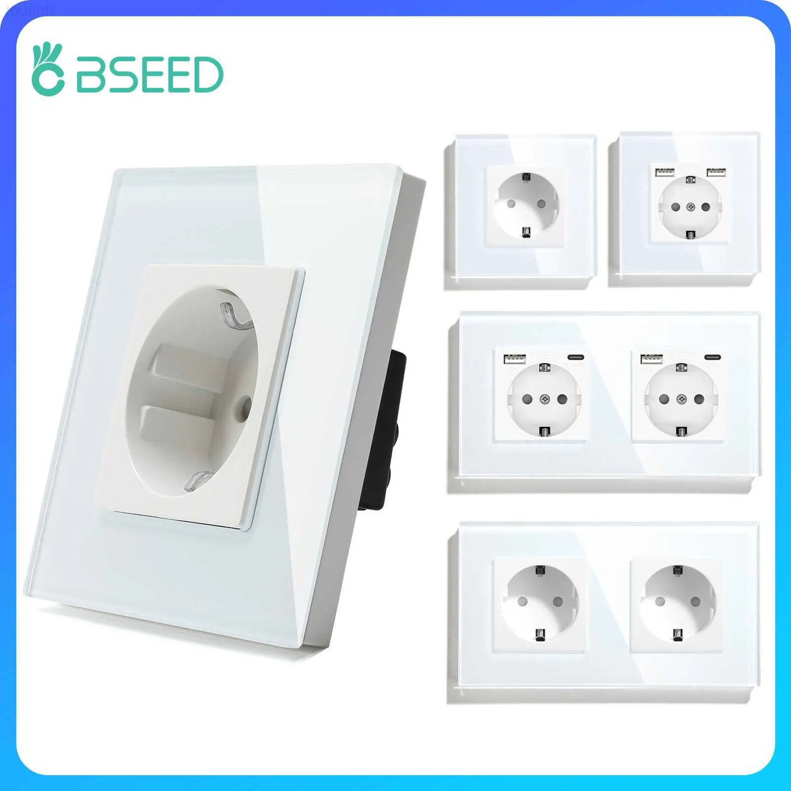 BSEED EU Wall Socket With USB, Double Glass, Triple Electric Sockets ...