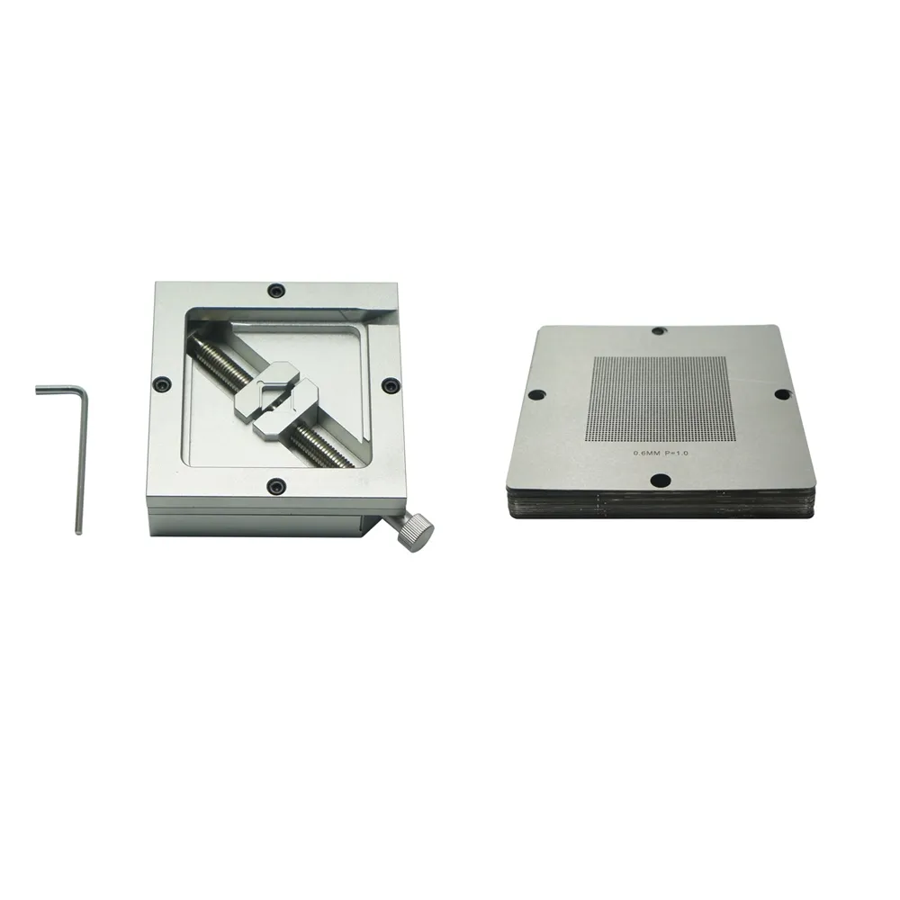 Silver BGA Reballing Station 90mm with Metal Stencils Template Holder Fixture Jig for PCB Chip ...