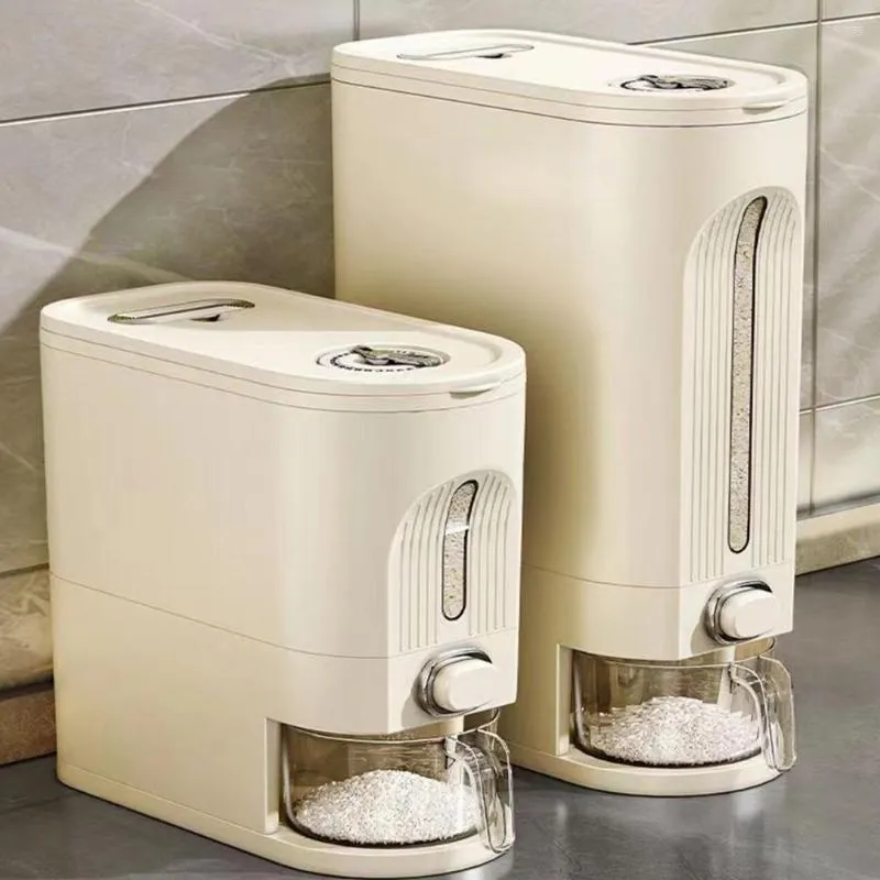 Large Capacity Rice Dispenser With Measuring Cup Clear Visible Airtight ...
