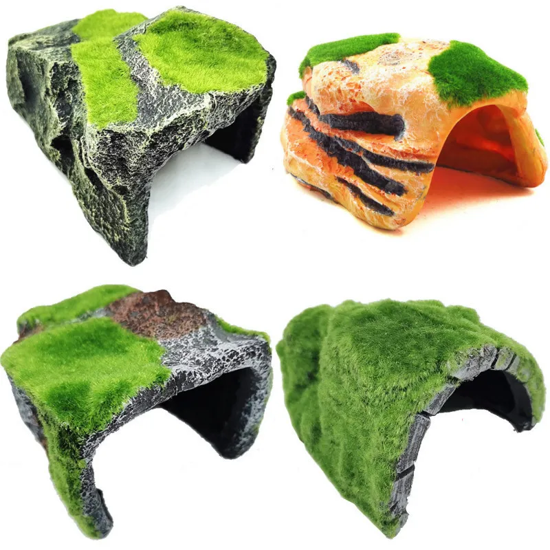 Reptile Hide Box & Basking Platform - Premium Resin Cave for Turtle ...