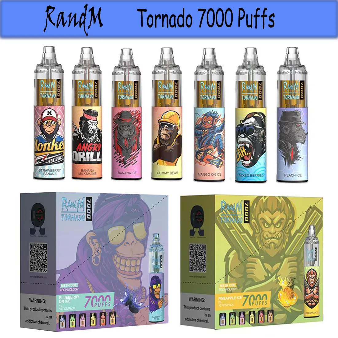 Original Randm Tornado 7000 Puffs E Cigarette Kit Disposable E