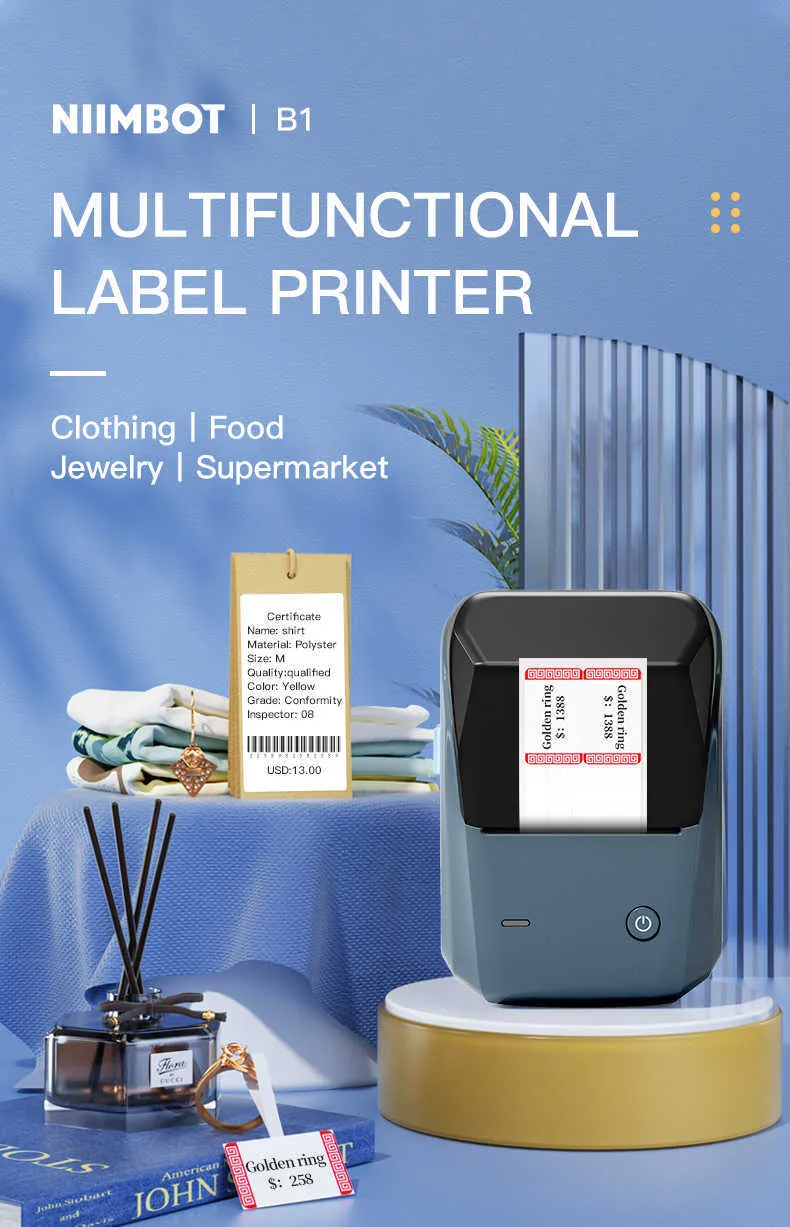 Printers Niimbot B1 Portable Label Printer Mini Thermal Self Adhesive ...