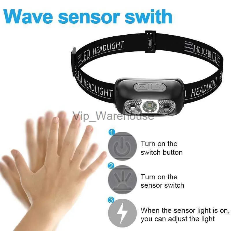 Head Lamps Mini Powerful Sensor Headlamp Rechargeable Head Flashlight ...