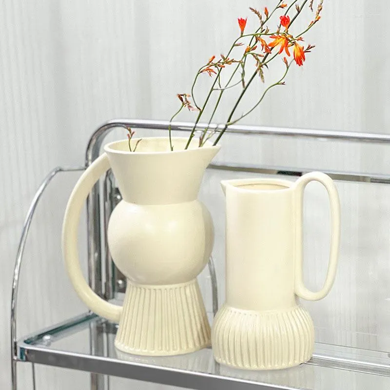 TingKe European Style Ceramic Mdina Glass Vase With Handle Simple Home ...