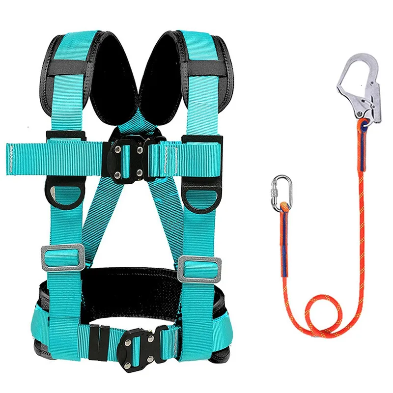 Heavy-Duty Climbing Harness - 3-Point Half Body Safety Belt with Rope ...