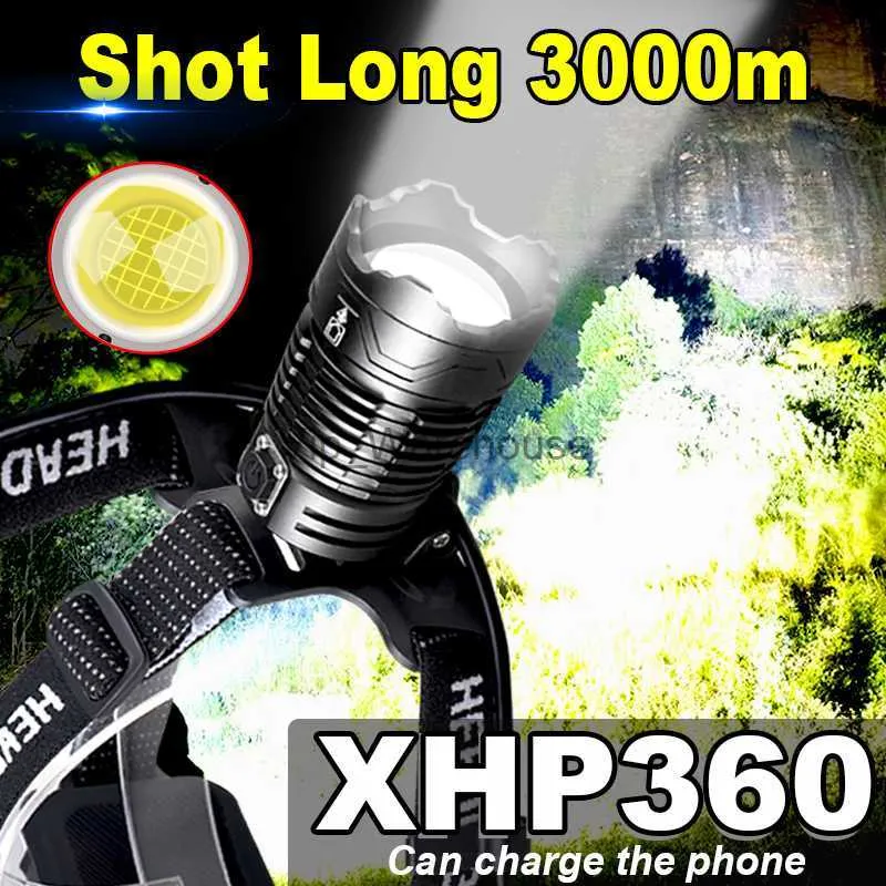 Lámparas De Cabeza 2023 XHP360 Linterna Frontal LED Más Brillante Con Zoom Powerbank Faro De 36 ...