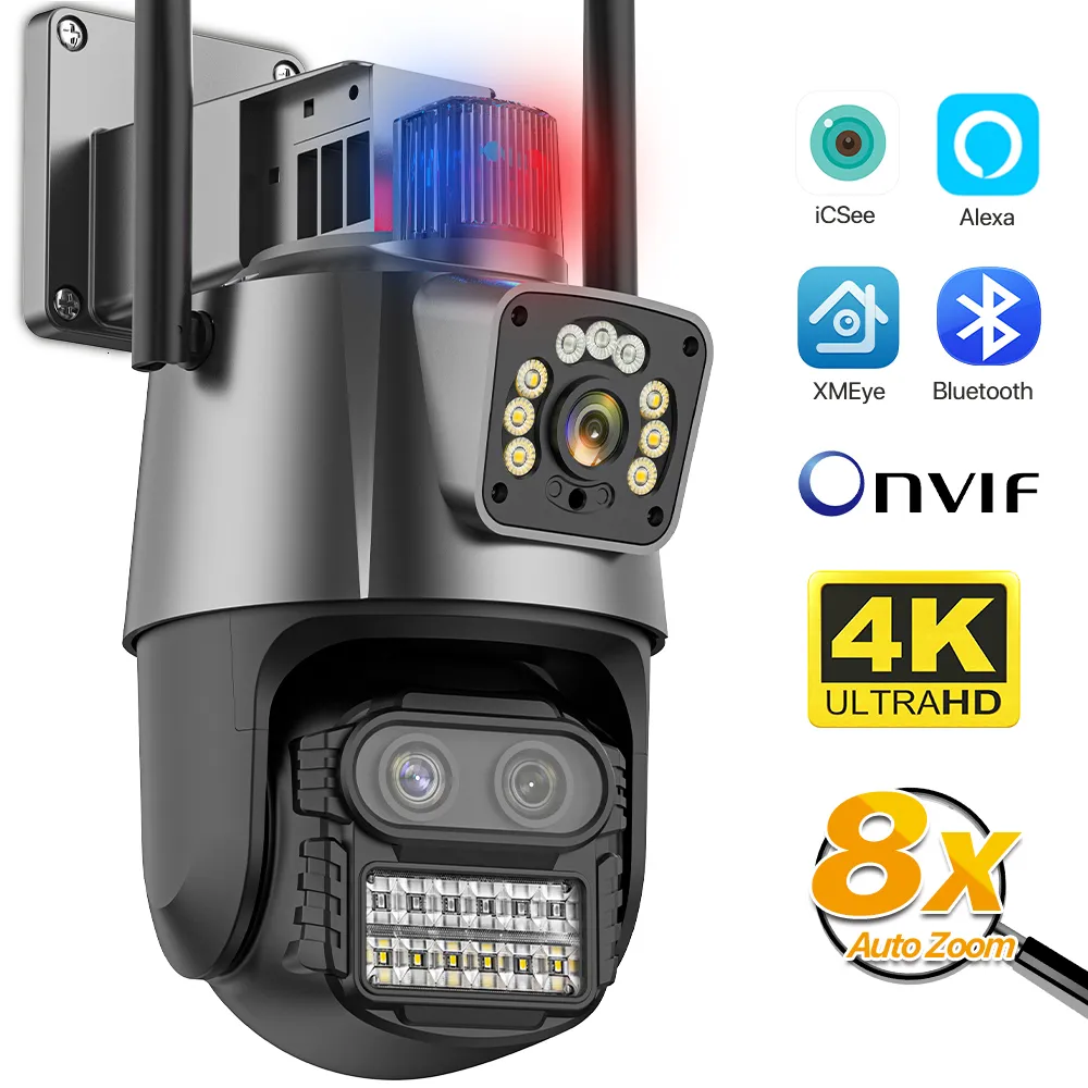 IP Cameras 9MP Three Lens WIFI Camera 4K HD Dual Screen PTZ Auto ...