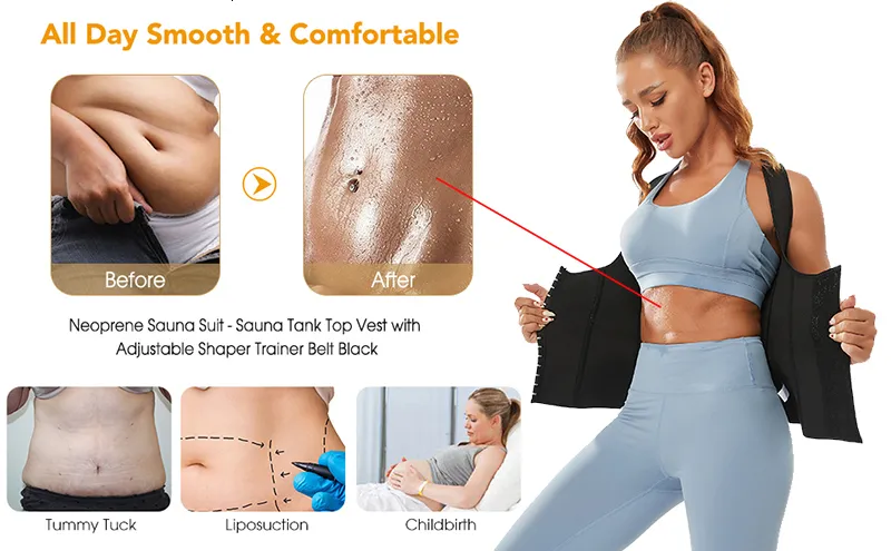 Arm Shaper Waist Trainer Body For Women Plus Size 2 Straps Steel Bones ...
