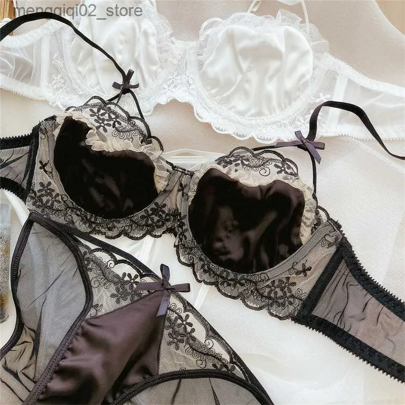 DHgate.com:Ultra Thin French Satin Embroidery Bra Set - Romantic Lace ...