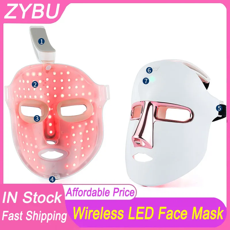 LED Photon Facial Mask - Wireless Light Therapy for Anti-Aging, Acne ...