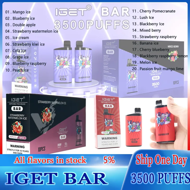 Original Iget Bar 3500 Puffs E Cigarettes Disposable Igets Disposable ...