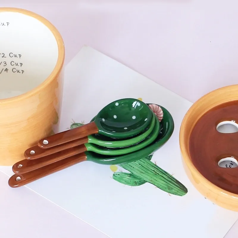 DHgate.com:Ceramic Cactus Measuring Spoons Set with Holder, Baking ...
