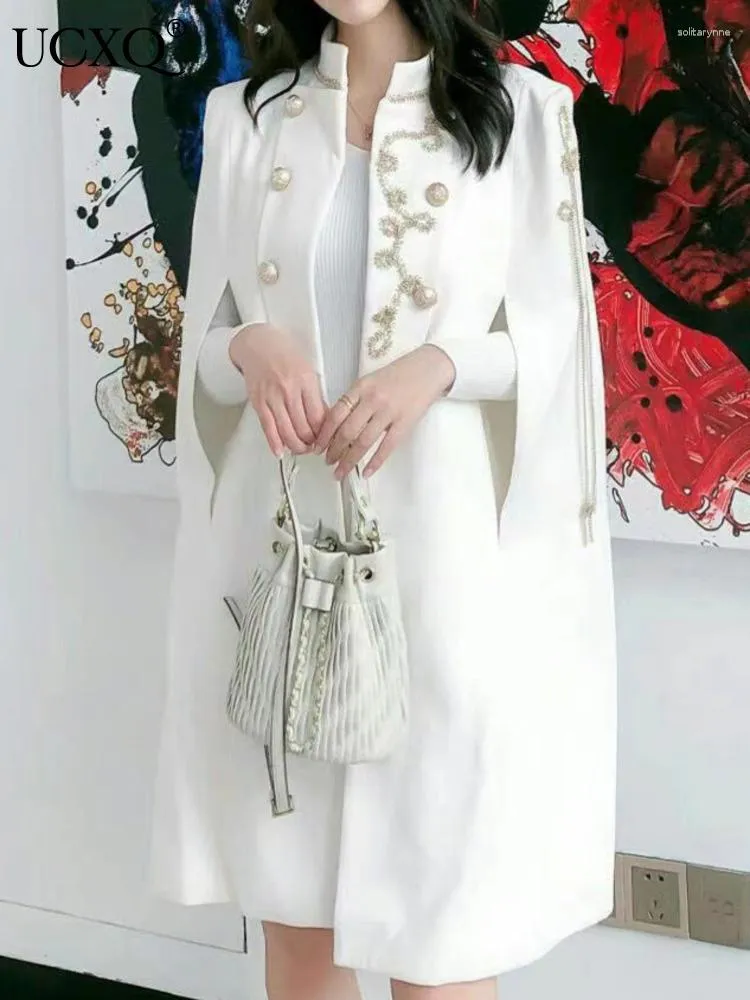 DHgate.com:Elegant Long Cloak Type Blazer for Women - Double-Breasted Overcoat:Apparel