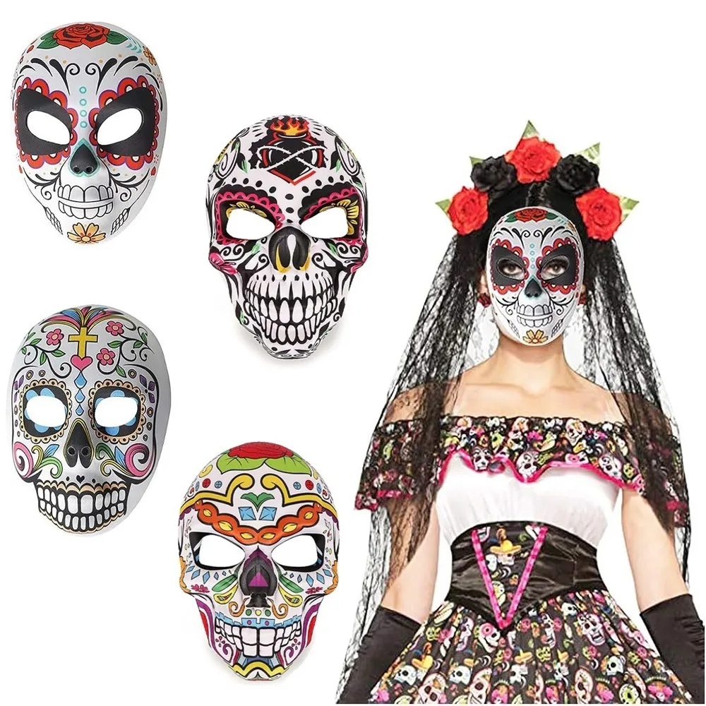 Party Masks Day Of The Dead Sugar Skull Mask Mexican Halloween ...
