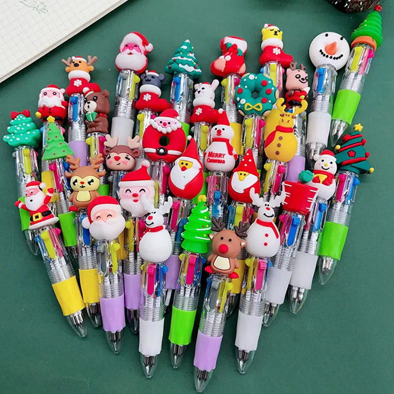 Christmas Pens 4-Pack - Cute Elk & Santa Designs, Xmas Party Favors ...
