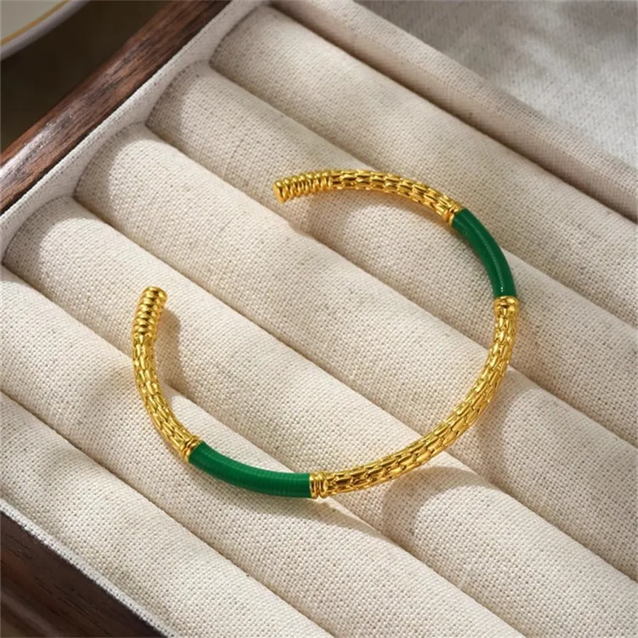 Enamel Green Patchwork Snake Scale Opening Bracelet... From ...