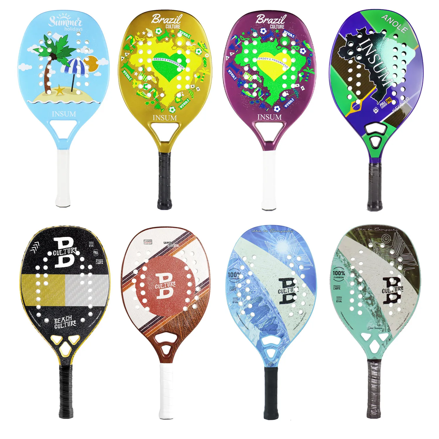 Tennis Rackets INSUM Beach Tennis Racket 100% Carbon Fiber EVA SOFT ...