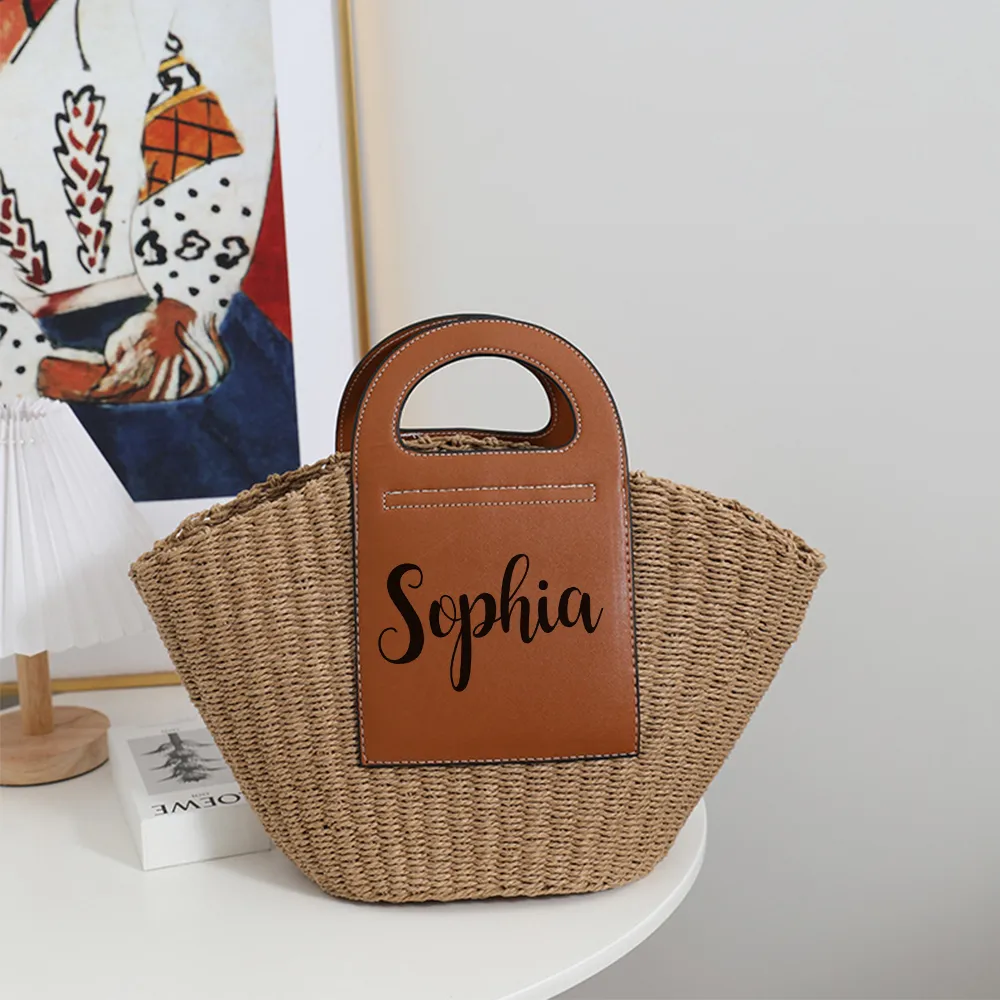 Personalized Straw Handbags Stylish Bridesmaids Tote Purses For Beach ...