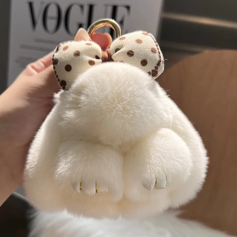 DHgate.com:Fluffy Bunny Keychain, Real Fur Pompom Keyring Charm, Cute ...
