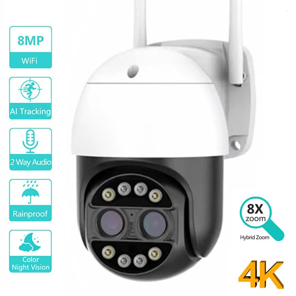 IP Cameras 4K 8MP 4MP PTZ Camera Dual Lens Hybrid 8X Zoom WiFi Outdoor ...