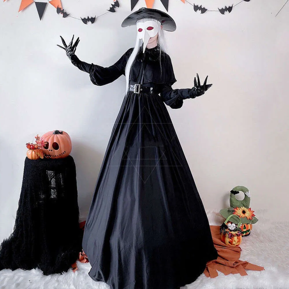 Dark Gothic Plague Doctor Costume Set With Long Billed Mask And Bat ...