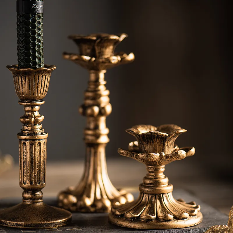 Candle Holders Retro Candlestick Resin Candle Holder Sconce Nostalgic ...