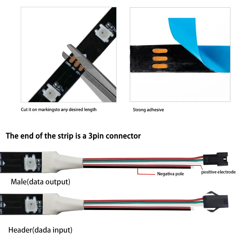 WS2812B LED Strips Individually Addressable RGB LED Strip Light /M /M ...