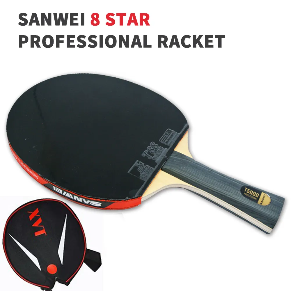 SANWEI 8 Star T5000 Carbon Fiber Table Tennis Rackets Professional Ping ...