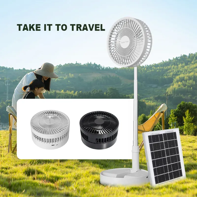 Portable Solar Powered Fan: Rechargeable 5200mAh Battery, 8-Inch ...