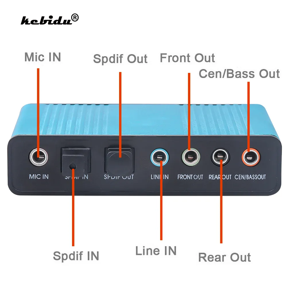 Kebidu Professional USB Sound Card: 6CH 5.1 Optical External Audio ...