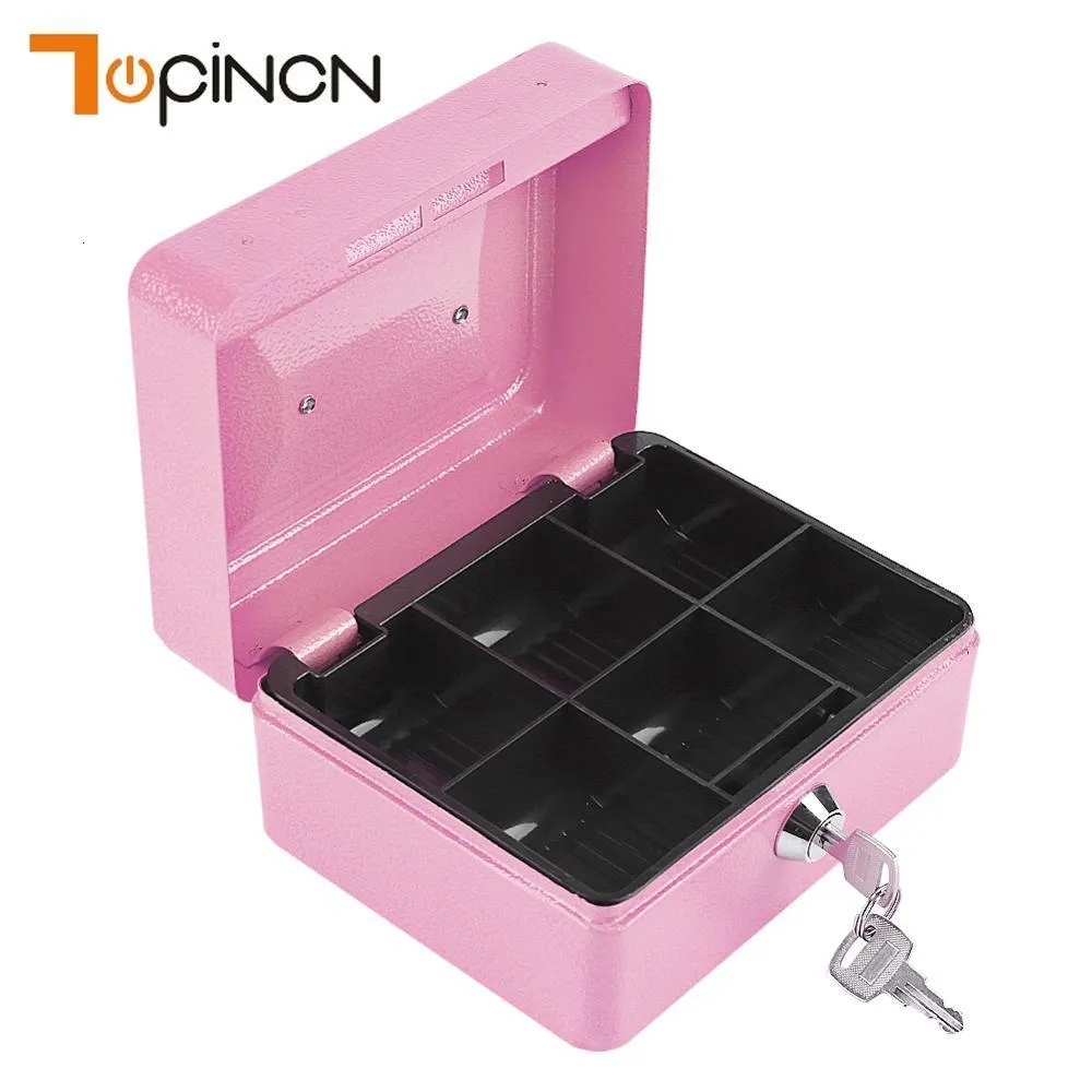 Lockable Safe Box Portable Metal Security Storage Box With Key For Cash ...