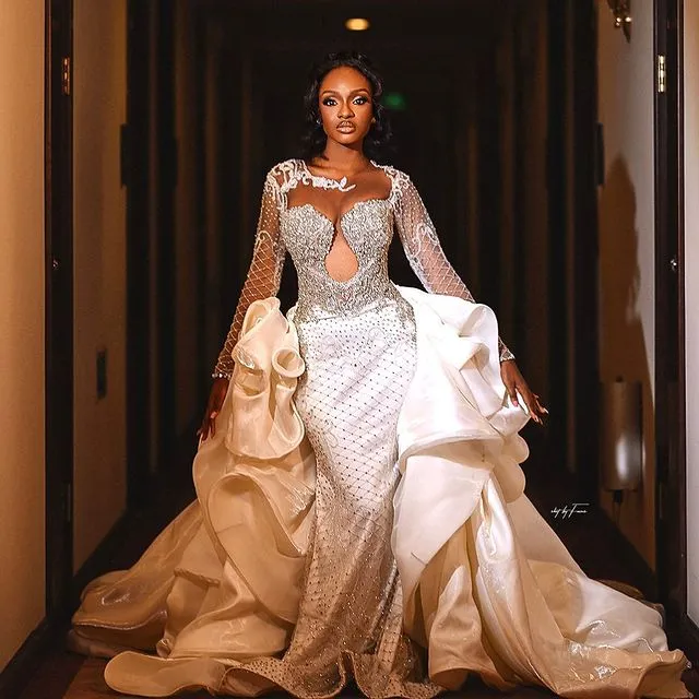Oct Arabic Aso Ebi Plus Size Ivory Mermaid Wedding... From Chic_cheap ...