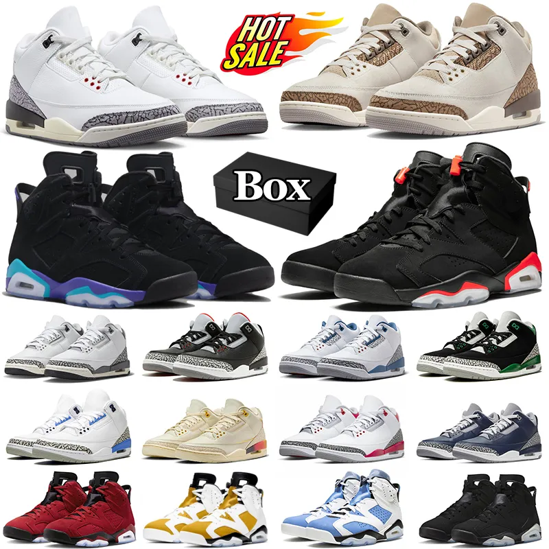 6 6s Men Basketball Shoes 3 3s Palomino Cardinal Fire Red White Cement ...