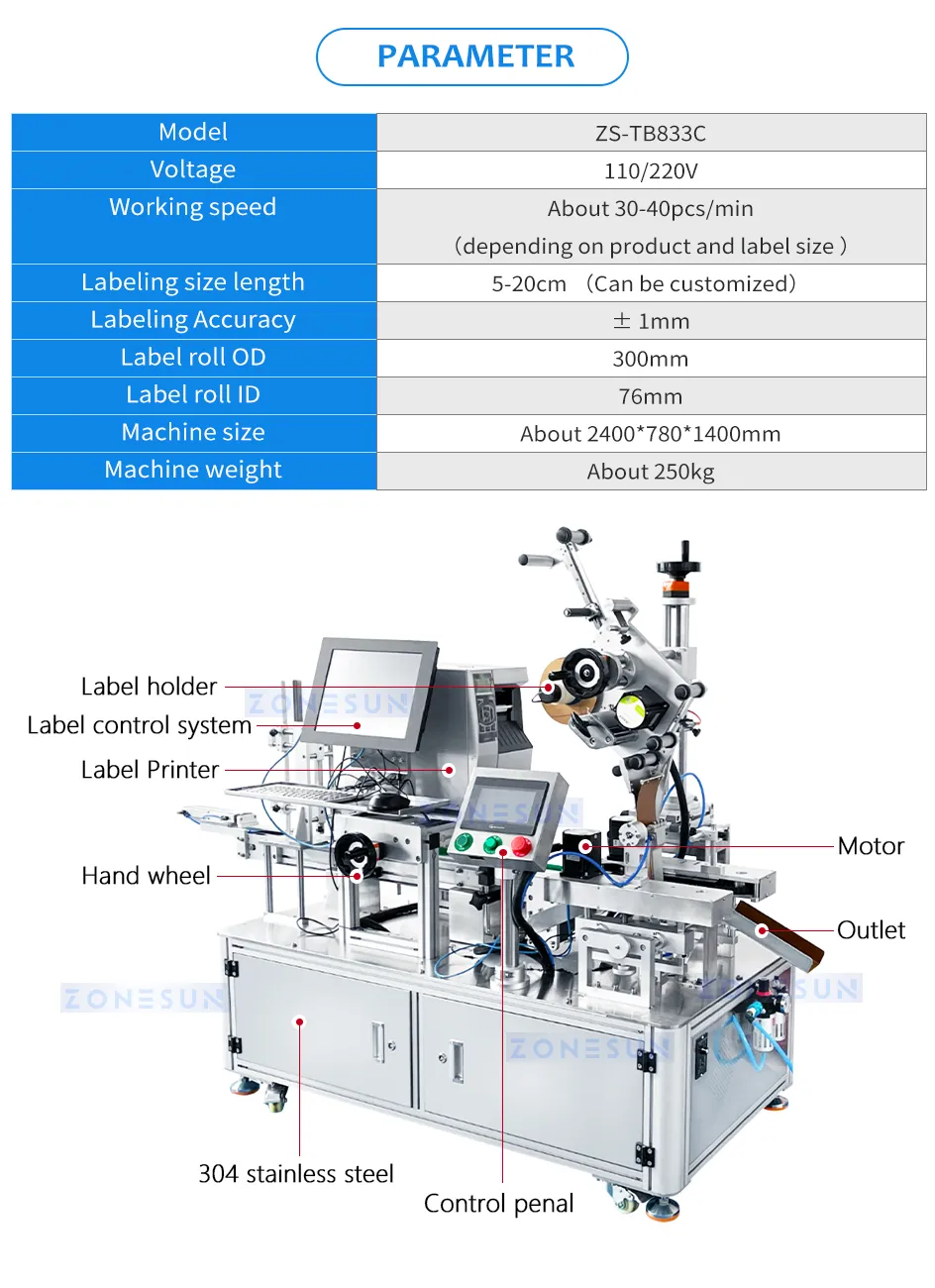 ZONESUN Automatic Label Applicator Corner Wrap Label Maker For Boxes ...