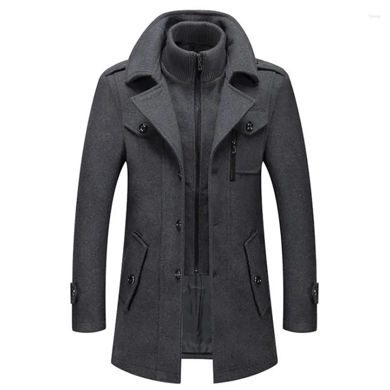 Men's Wool Blend Winter Coat - Long Windproof Fleece Jacket, Thick ...