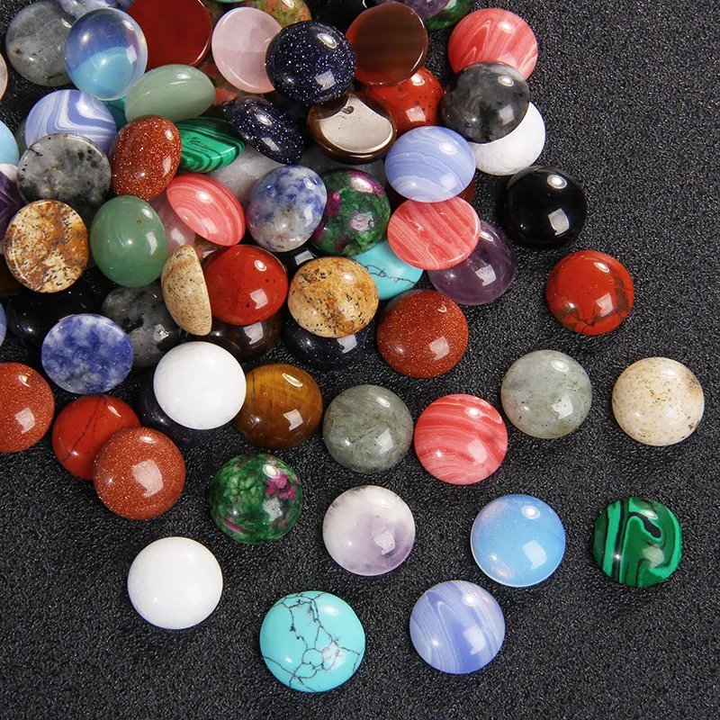 Natural Stone Cabochon Small Glass Beads Semi Precious Round Caboils In ...