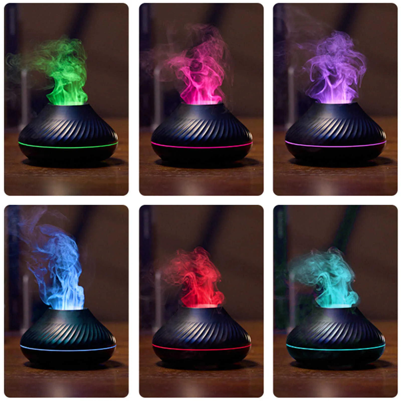 Flame Effect Humidifier: Essential Oil Diffuser with LED Night Light ...