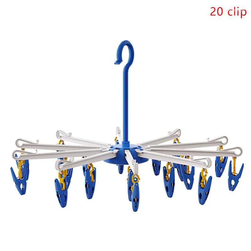 360° Rotating Clothes Hanger Rack - Folding Drying Rack with 20 Clips ...