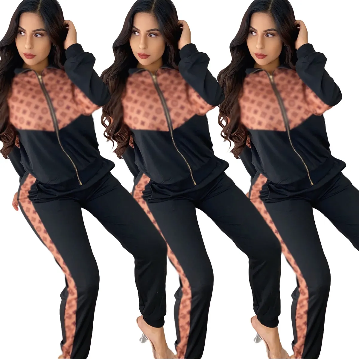 Two Piece Pants Tracksuit Women Jogging Suits Casual Zip Jacket And ...