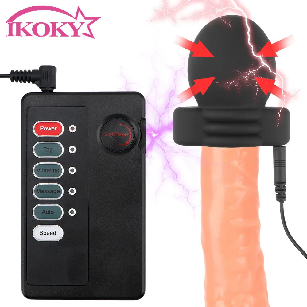 DHgate.com:IKOKY Electric Shock Penis Stimulator Glans Trainer Therapy Massage Delay Training ...